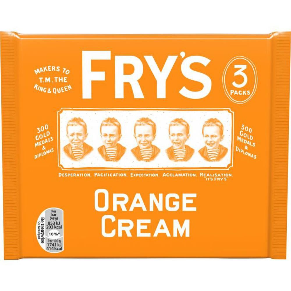 Fry's Orange Cream Chocolate Bar 3 Pack 147g | Giant Bradley's Online Sweet Shop