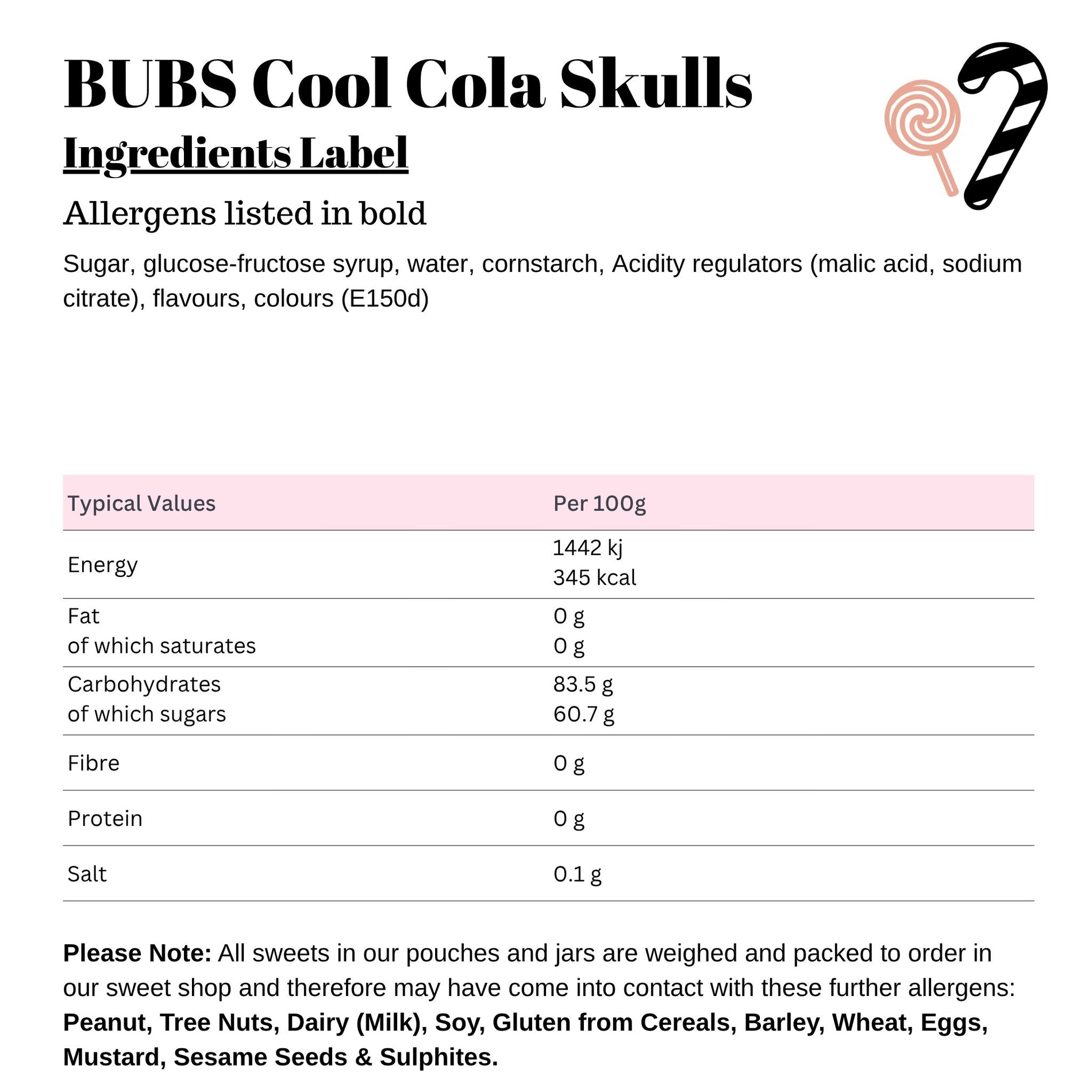 BUBS Cool Cola Skulls - Sweets – Giant Bradley's Online Sweet Shop
