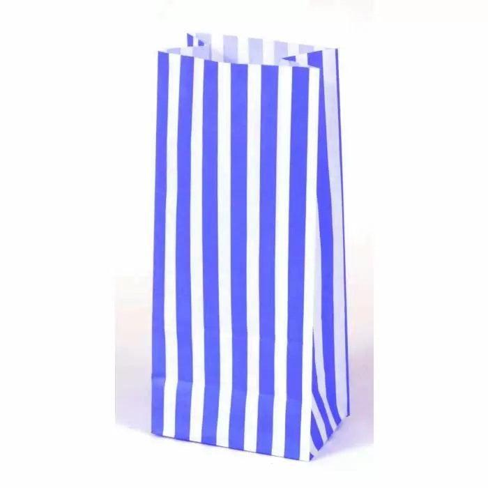 Blue Stripe Paper Bags x 100 | Giant Bradley's Online Sweet Shop
