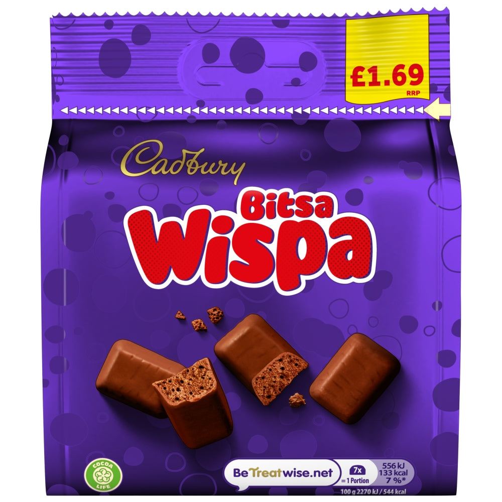 Cadbury Bitsa Wispa Milk Chocolate Bag 85g – Giant Bradley's Online ...