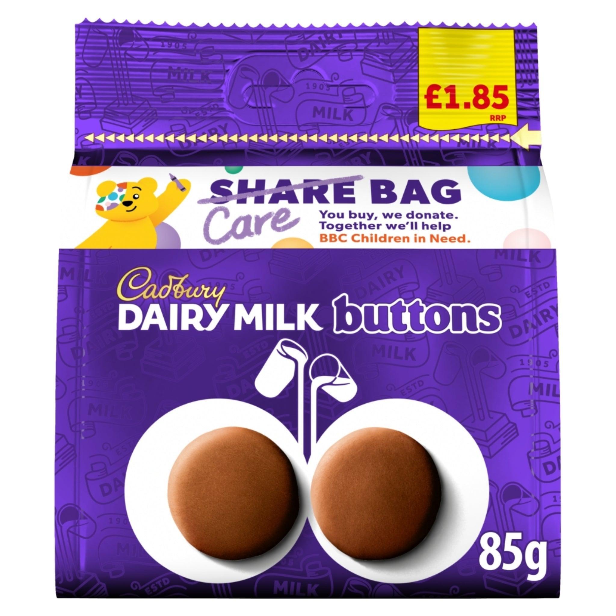 Cadbury Dairy Milk Buttons Chocolate Bag 85g – Giant Bradley's Online ...