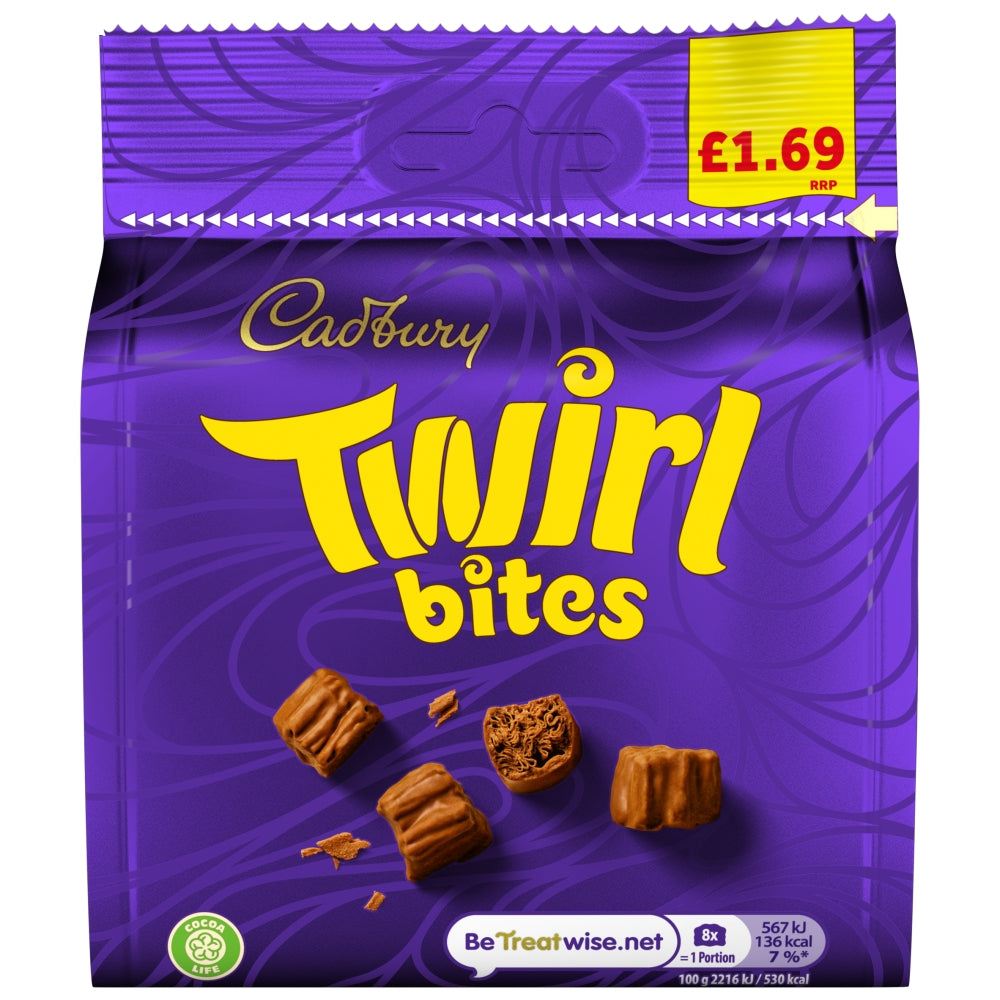 Cadbury Twirl Bites Chocolate Bag 85g – Giant Bradley's Online Sweet Shop