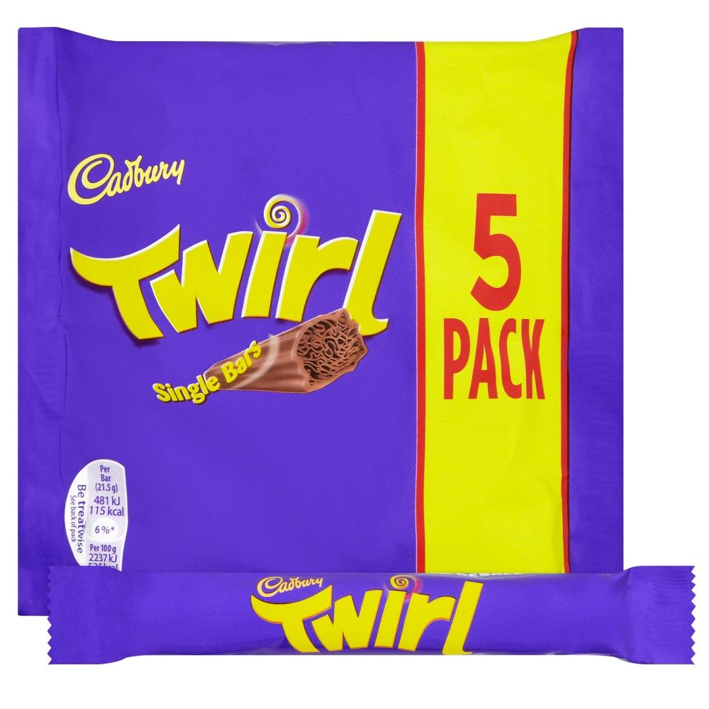 Cadbury Twirl Chocolate Bar 5 Pack 107.5g – Giant Bradley's Online ...