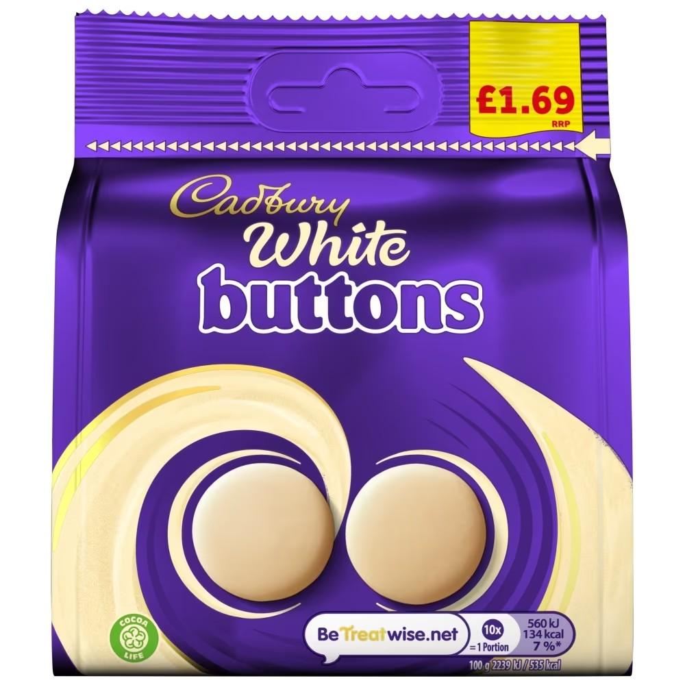 Cadbury White Chocolate Buttons 85g – Giant Bradley's Online Sweet Shop