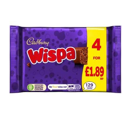 Cadbury Wispa Chocolate Bar 4 Pack 94.8g – Giant Bradley's Online Sweet ...