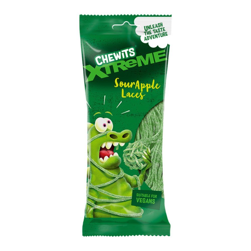 Chewits Xtreme Sour Apple Laces 160g | Giant Bradley's Online Sweet Shop