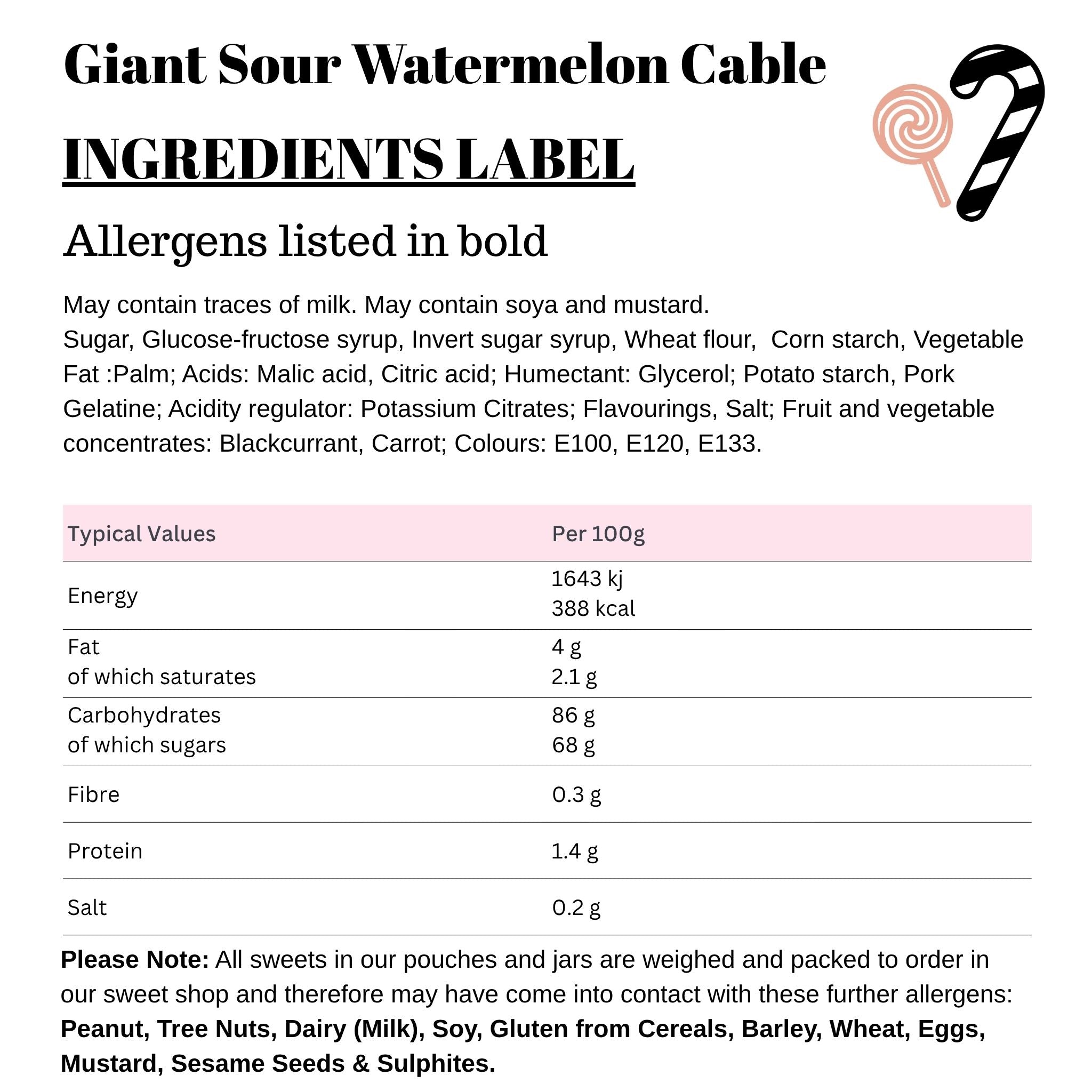 Giant Sour Watermelon Cable – Giant Bradley's Online Sweet Shop