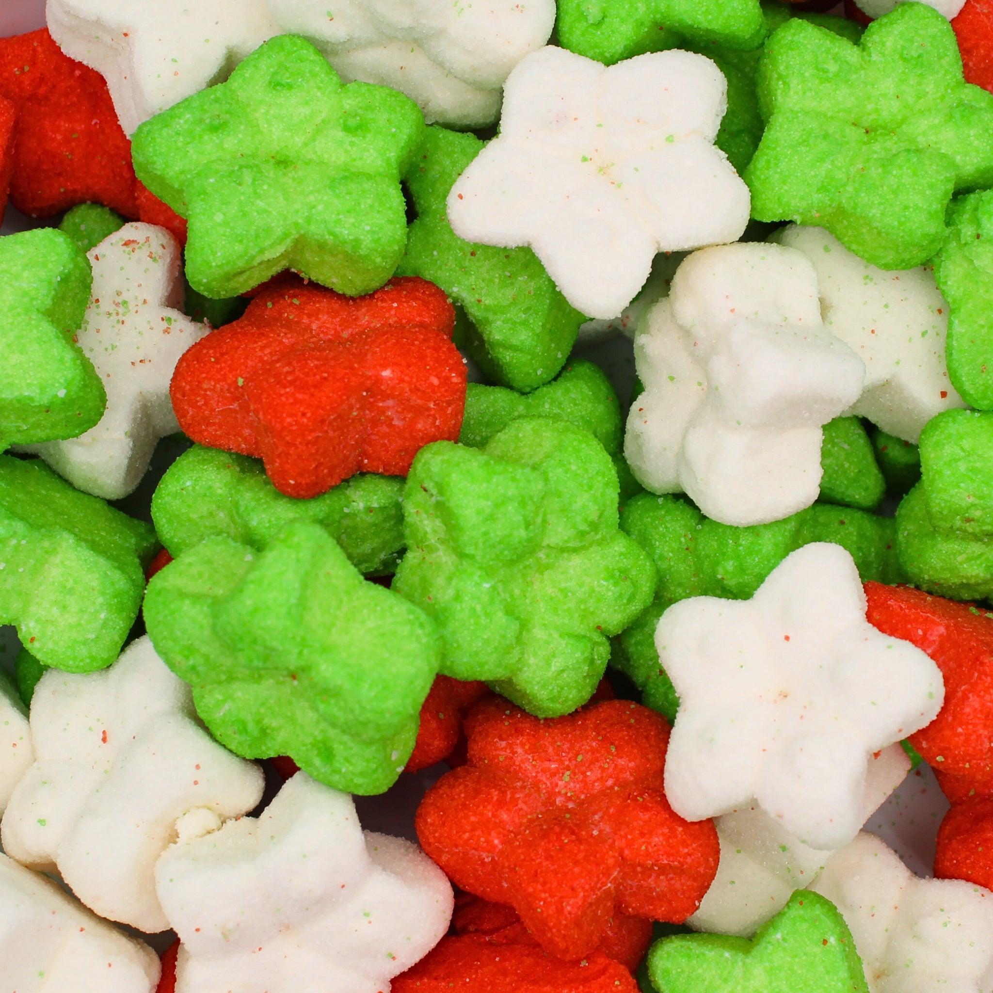 Green Red and White Mallow Stars – Giant Bradley's Online Sweet Shop
