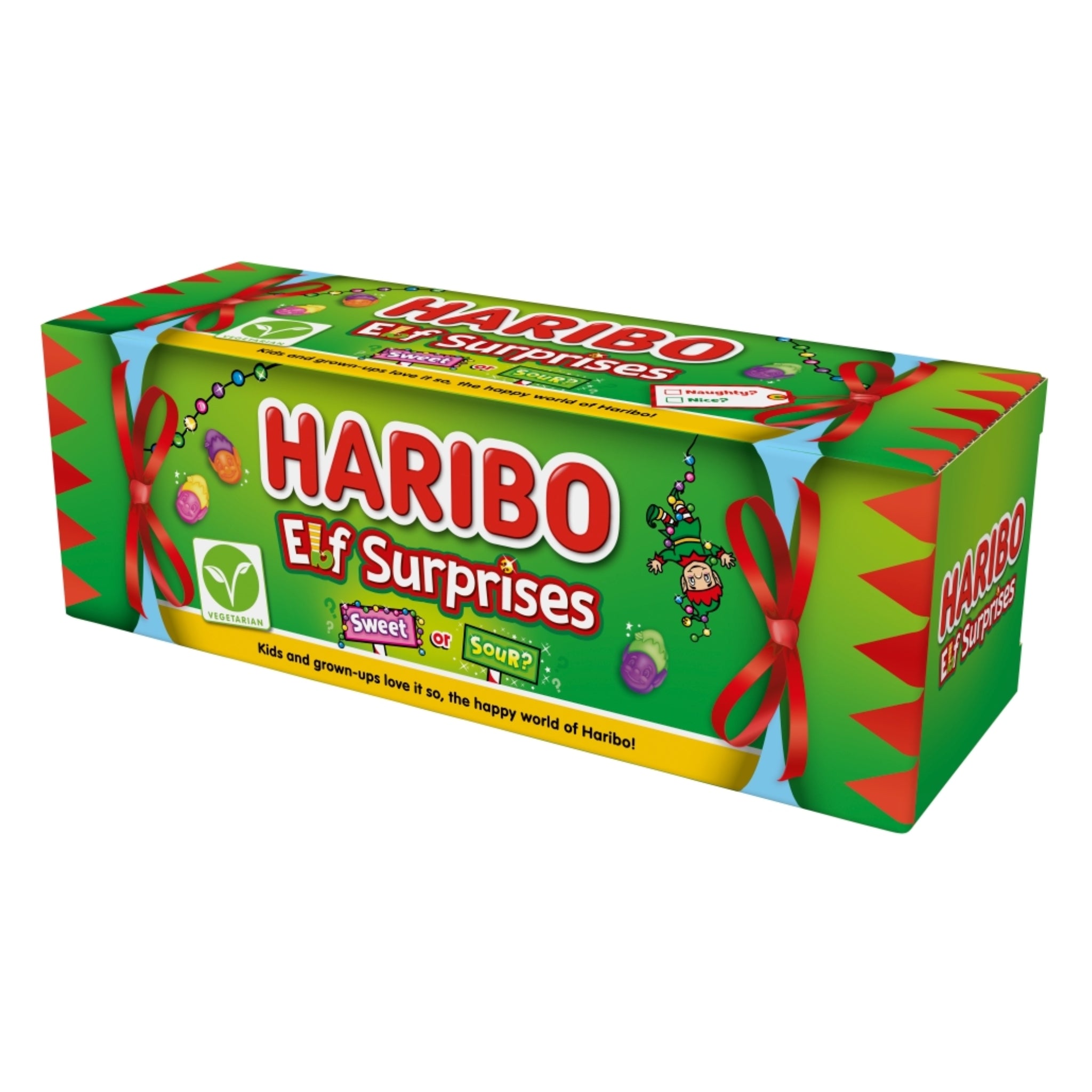 Haribo Elf Surprises Sweet & Sour Fruit Flavour Chewy Sweets Gift Tube ...