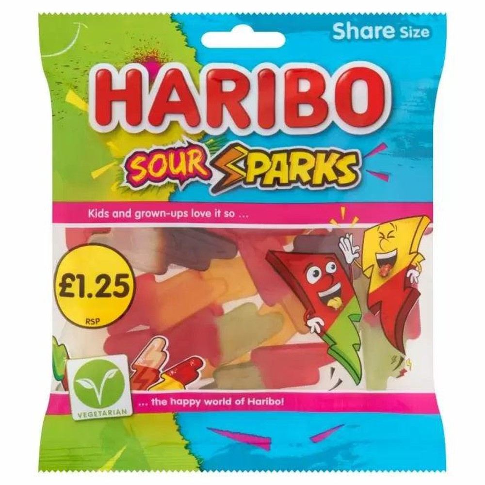 Haribo Sour Sparks Bag 140g | Giant Bradley's Online Sweet Shop