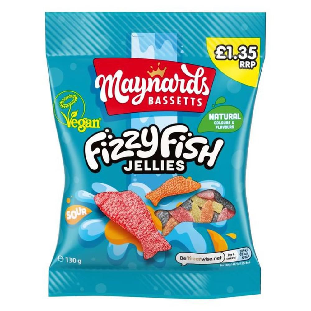 Maynards Bassetts Soft Jellies Fizzy Fish Sweets Bag 130g | Giant ...