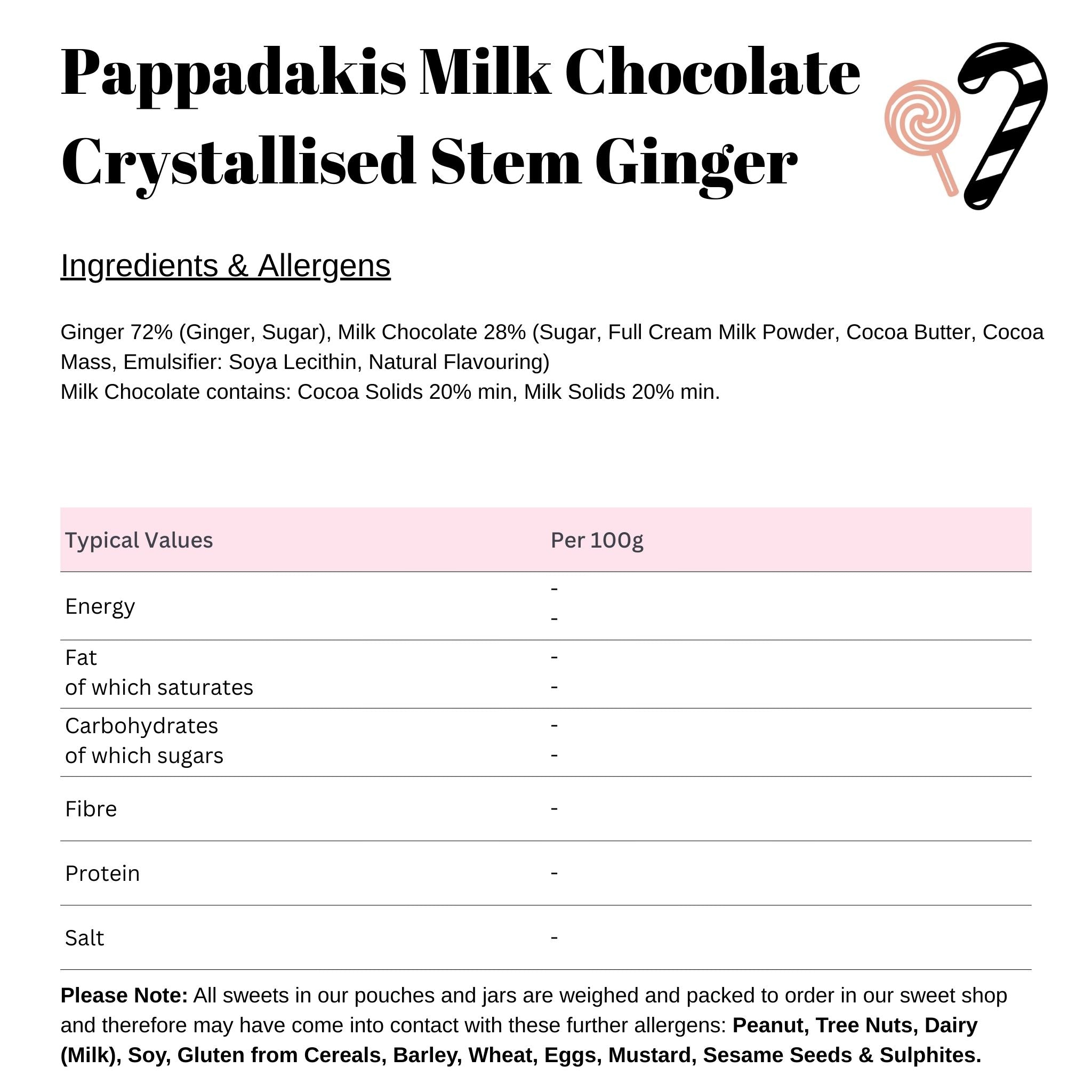 Pappadakis Milk Chocolate Crystallised Stem Ginger – Giant Bradley's ...