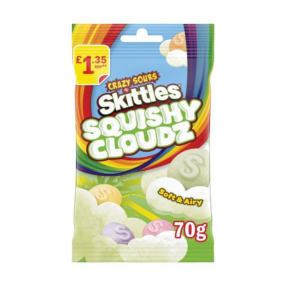 Skittles Squishy Cloudz Crazy Sour Sweets Treat Bag 70g – Giant Bradley ...