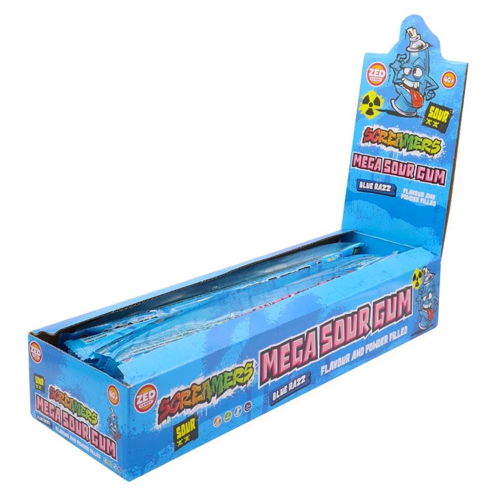 Zed Candy Screamers Mega Sour Blue Razz Gum Pack 30g – Giant Bradley's ...